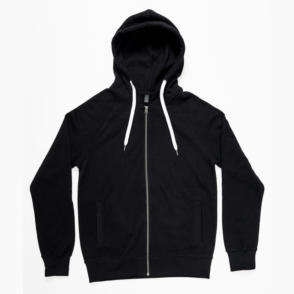 ZIP HOODY BLACK WITH SILVER EN LOGO BACK STITCH - Shop Neubauten